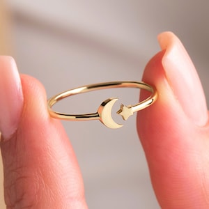 moon and star ring set
