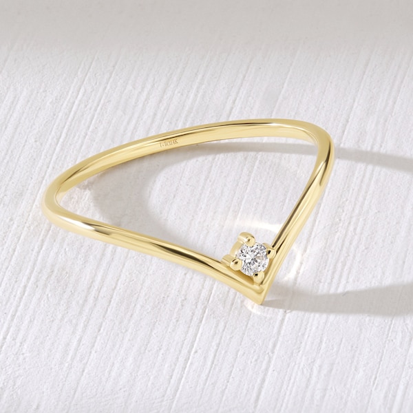 Diamond Wishbone Wedding Ring - Etsy