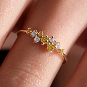 14K Gold Yellow Topaz Birthstone Personalized Ring, Minimalist Citrine ...