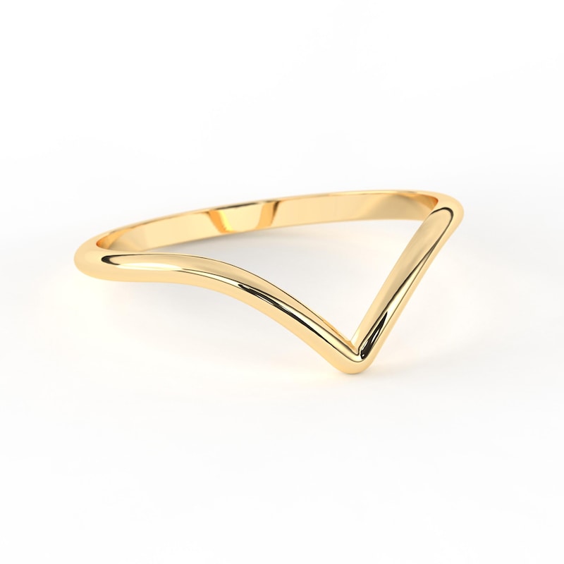 Thin Solid Gold V Ring - Etsy