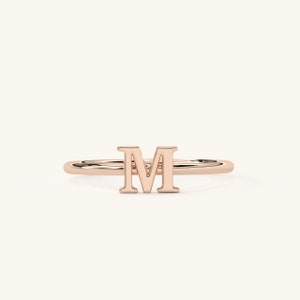 14K Gold Initial Ring Solid Gold Letter Ring Initial Gold Ring ...