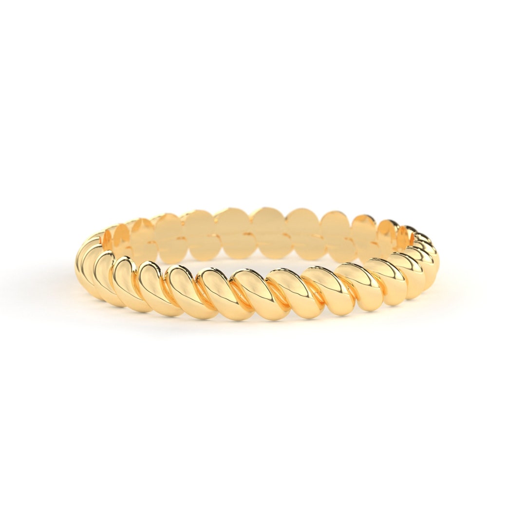 14K Solid Gold Twist Rope Ring / 18K Gold Dainty Stacking Twisted Rope ...