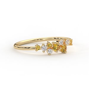 14K Gold Yellow Topaz Birthstone Personalized Ring, Minimalist Citrine ...