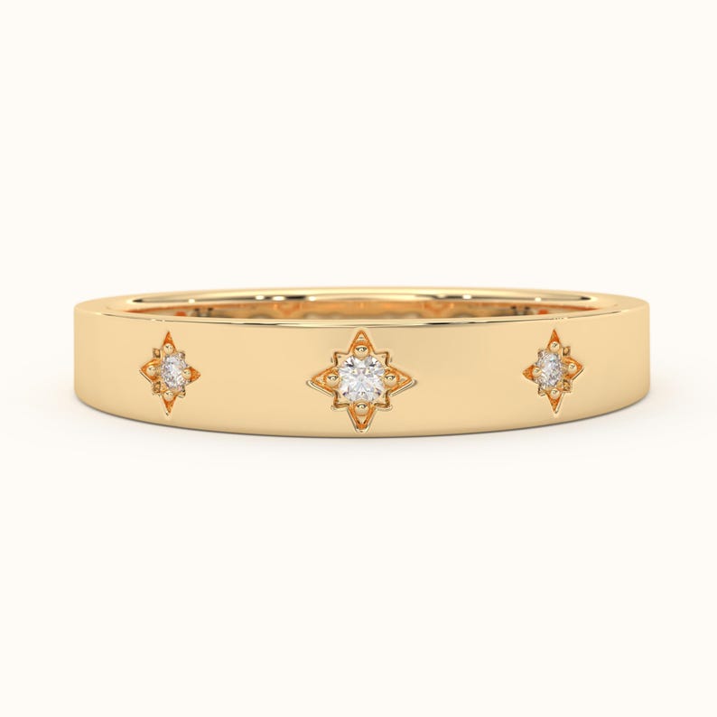 Diamond Star Perfect Promise Ring 14K Gold Diamond Wedding Band Solid ...