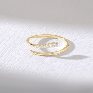 Gold Spiral Open Ring, Middle Finger Ring, 10K 14K 18K Gold Cuff Ring ...