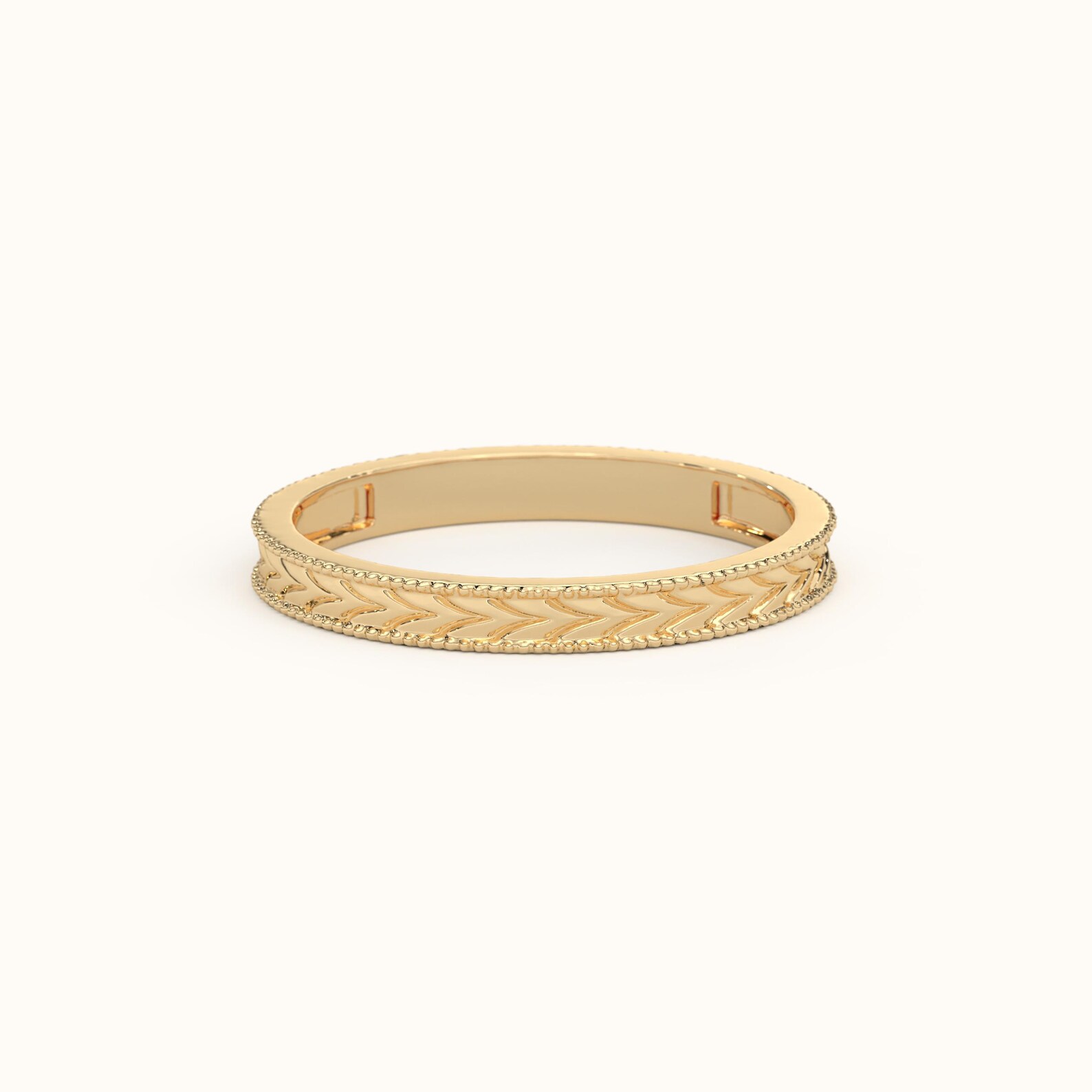 Solid Gold Milgrain Wedding Band 14K Gold Eternity Band Gold Pattern ...