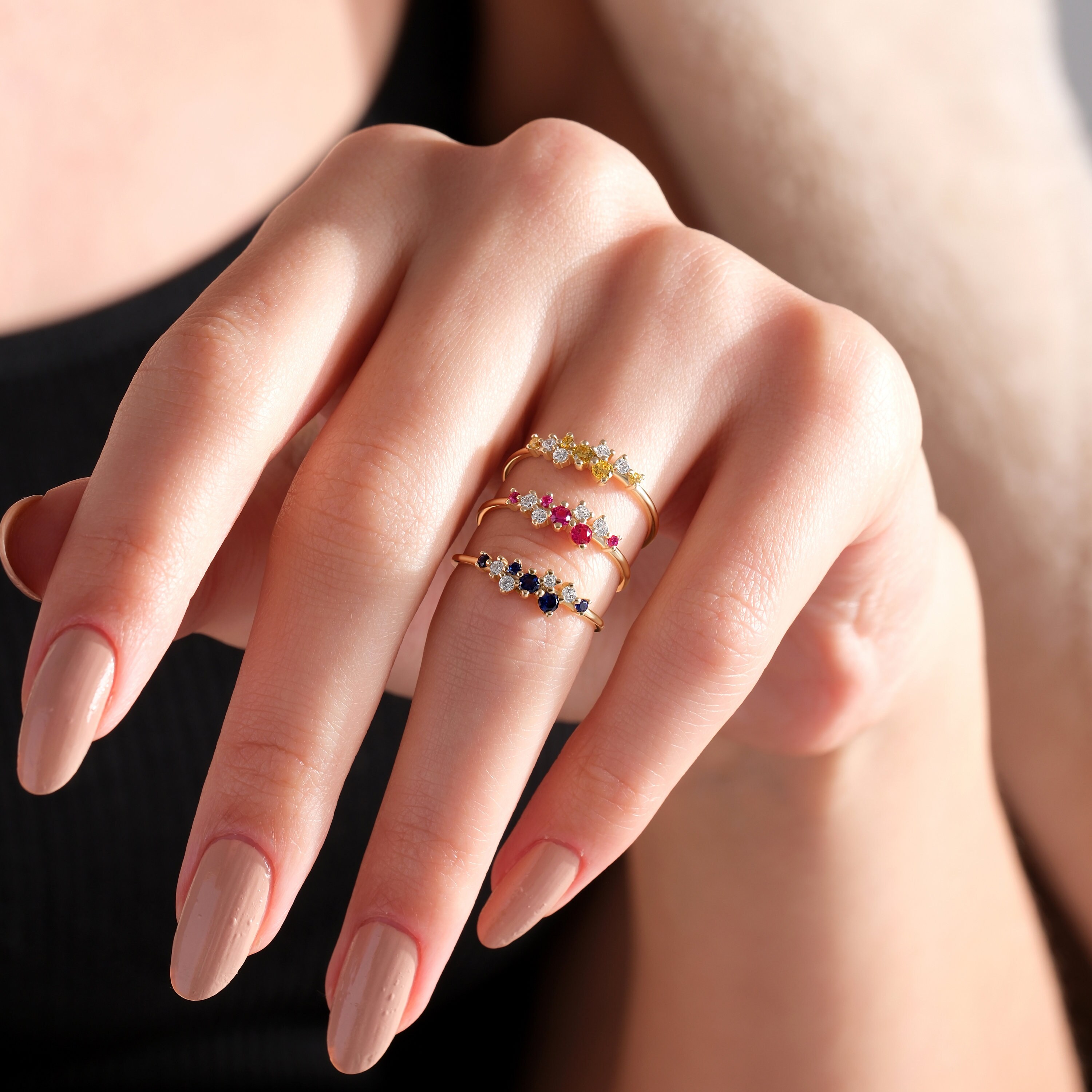 14K Gold Yellow Topaz Birthstone Personalized Ring, Minimalist Citrine ...