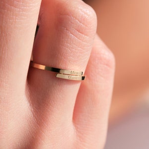 14K Gold Personalized Name Ring, 18K Solid Gold Personalized Engraved ...