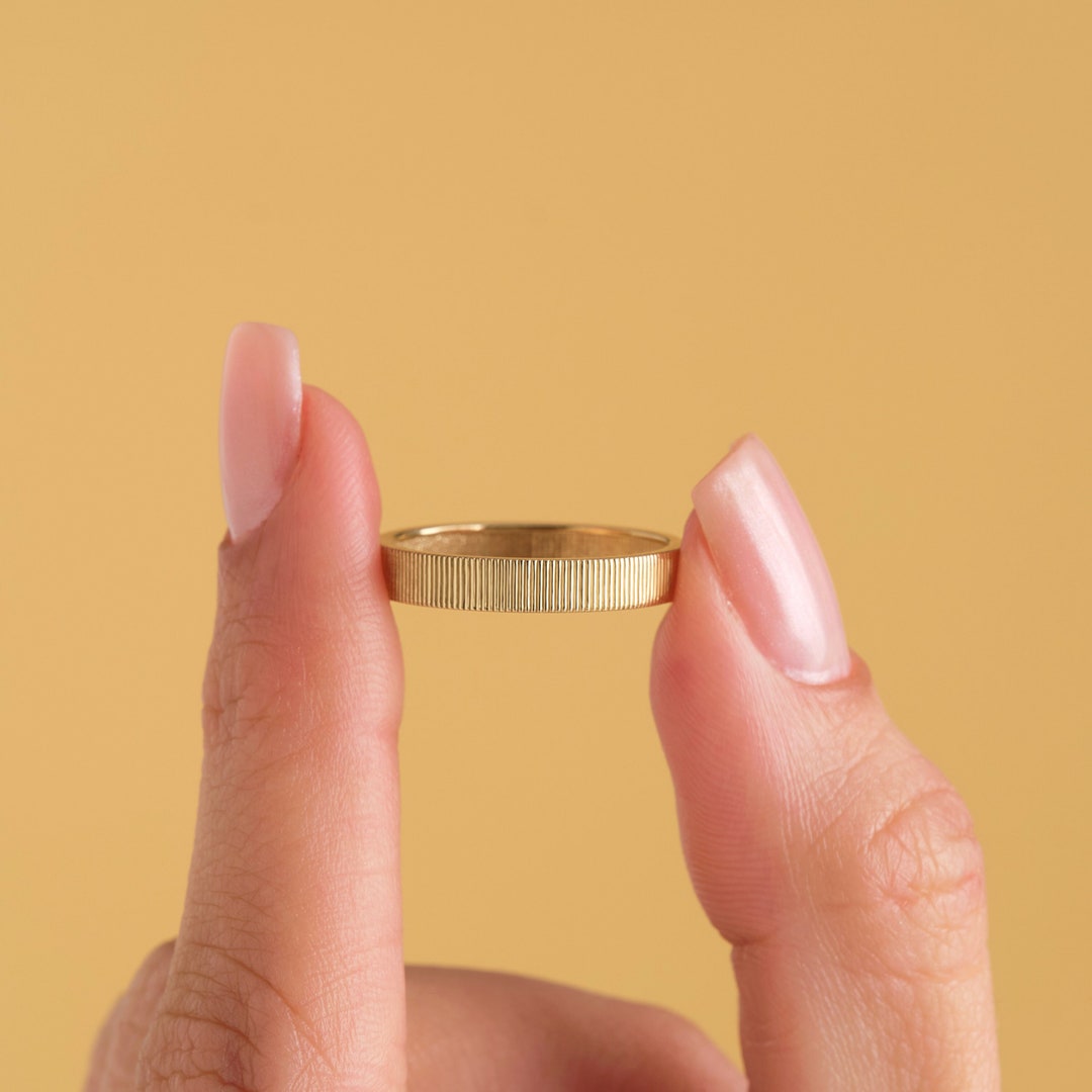 14K Gold Wedding Band Mens Wedding Ring Solid Gold Promise Ring for Him ...