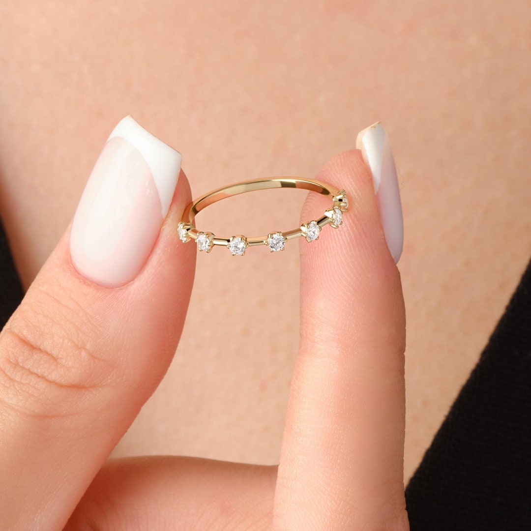 Stacking Engagement Ring 18K Gold Diamond Wedding Band Solid Gold ...