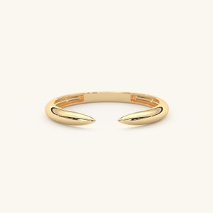 14K Gold Open Ring Solid Gold Claw Ring 18K Gold Open Cuff Ring ...