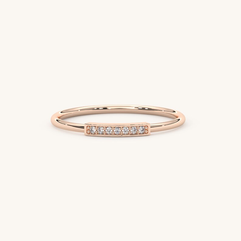 18K Gold Diamond Index Finger Ring - Solid Gold Petite Pave Set CZ Ring ...