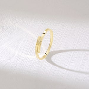 14K Gold Personalized Name Ring, 18K Solid Gold Personalized Engraved ...