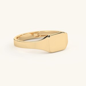 Gold Square Signet Ring Engravable Pinky Ring 14K Gold Engraved Signet Ring Solid Gold ...