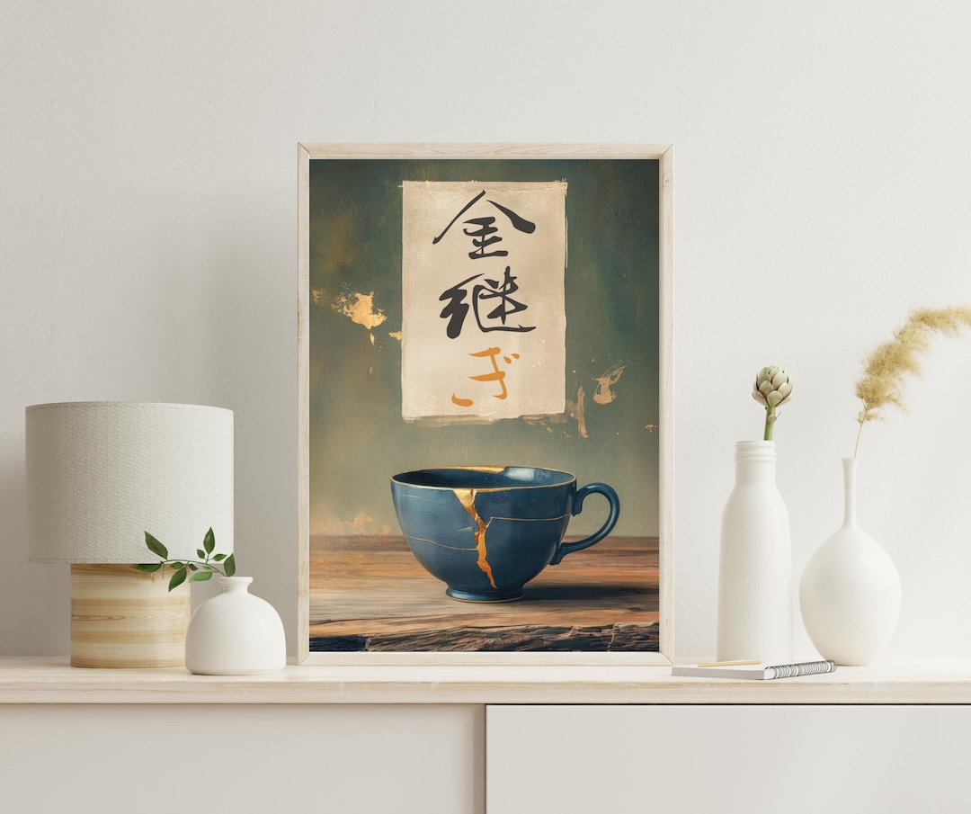 Canvas Kintsugi Wall Art Print, Wabi Sabi Poster With Kintsugi ...