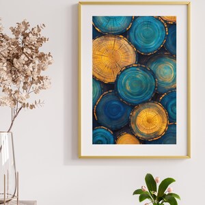 Rustic Tree Trunk Wall Art Canvas, Modern Tree Rings and Wood Slice ...