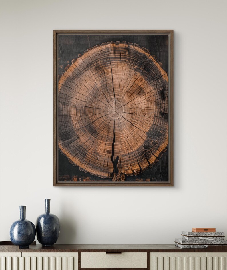 Framed Tree Ring Canvas Print | Rustic Woodgrain Wall Art - Etsy
