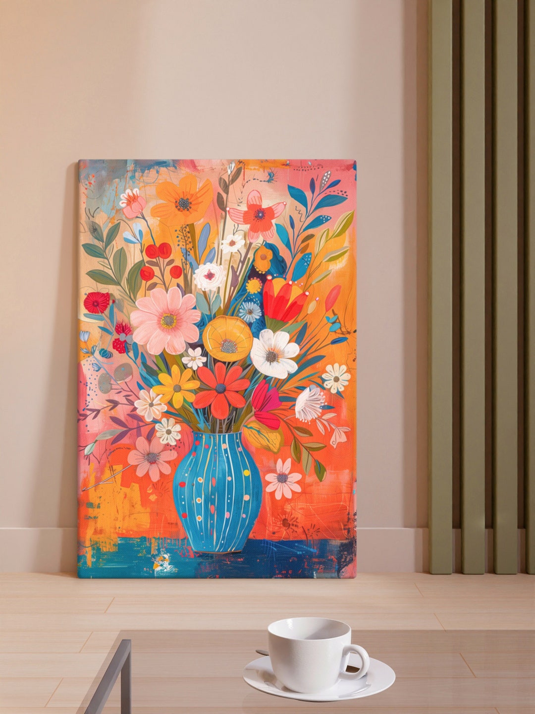 Vibrant Flower Still Life Canvas Print | Expressionism Wall Print ...