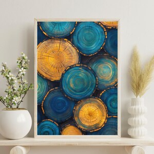 Rustic Tree Trunk Wall Art Canvas, Modern Tree Rings and Wood Slice ...