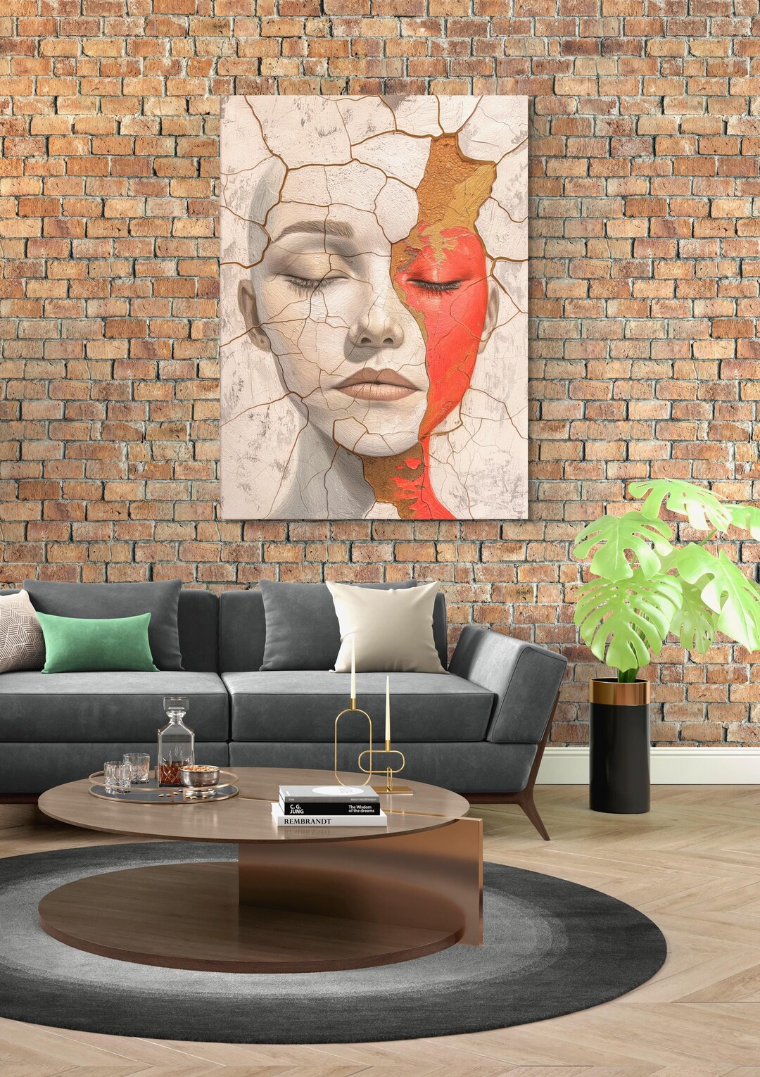Kintsugi Inspired Abstract Portrait Wall Print, Empowering Wall Art ...