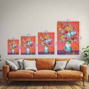 Colorful Floral Unframed Canvas Art | Vibrant Wall Decor Flower Bouquet ...