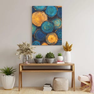 Rustic Tree Trunk Wall Art Canvas, Modern Tree Rings and Wood Slice ...