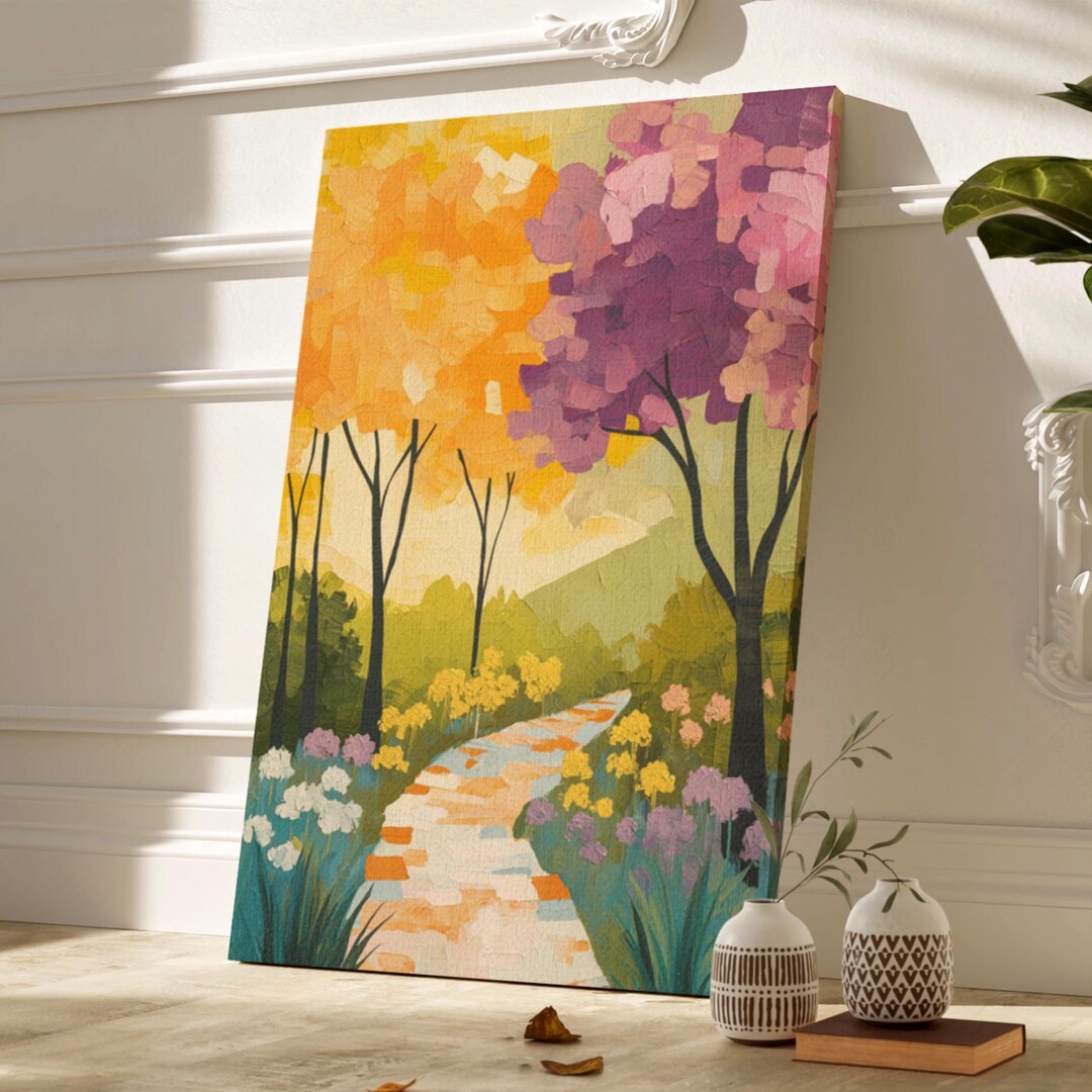Colorful Forest Path Canvas Print, Abstract Impressionism Style - Etsy