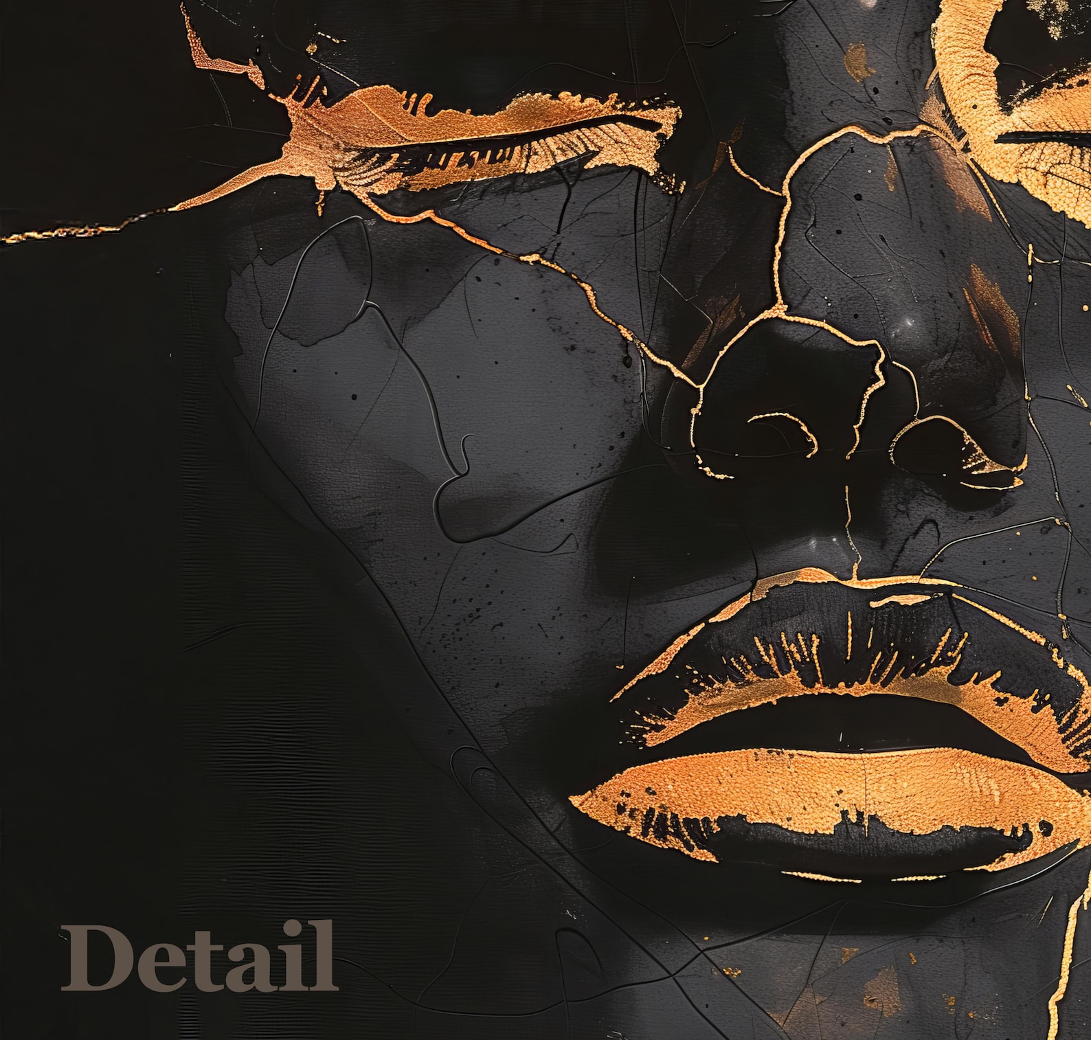 Abstract Kintsugi Face Canvas Print | Unframed Contemporary Art ...