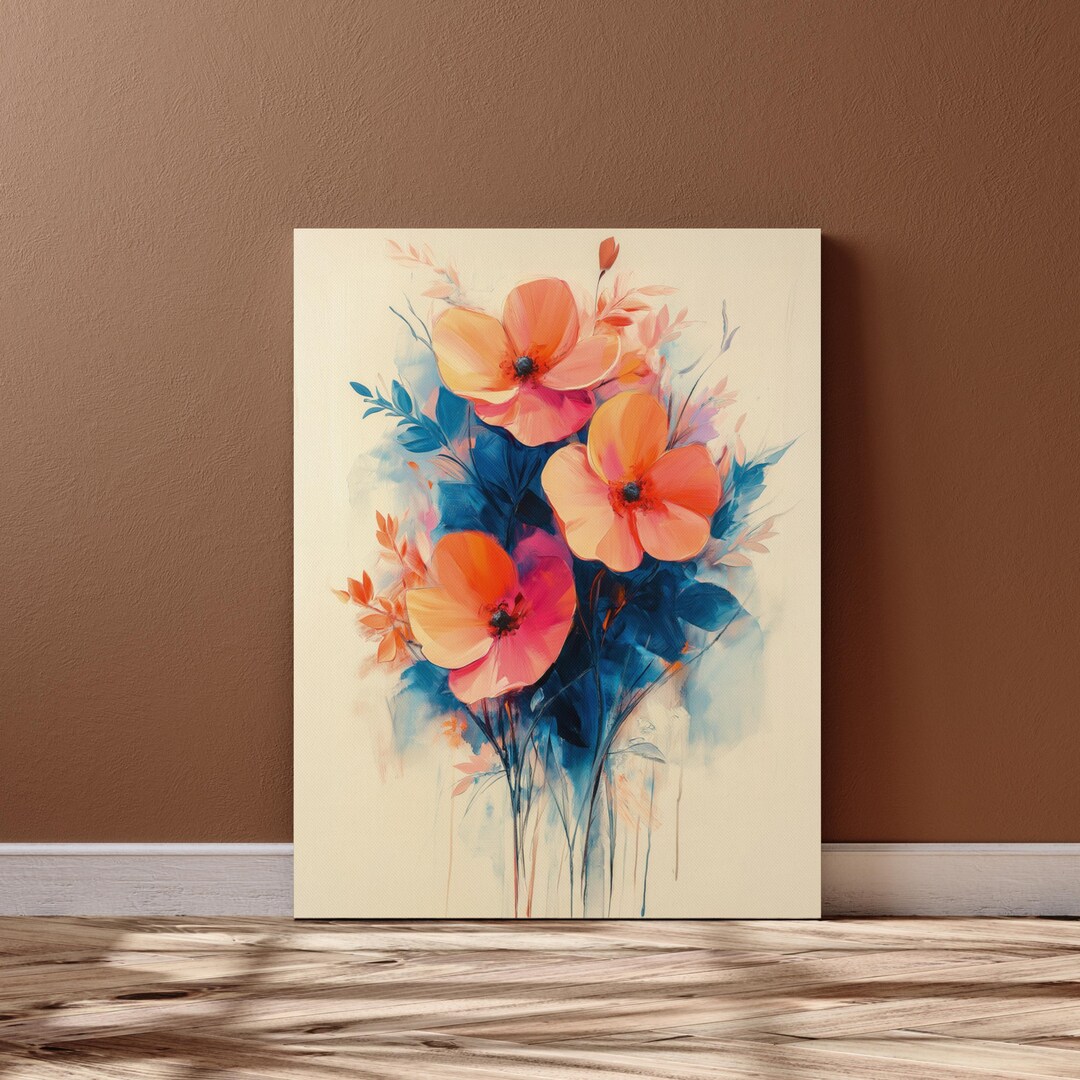 Vibrant Floral Abstract Art, Colorful Flower Print, Modern Wall Art ...