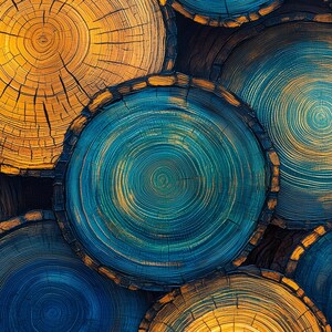 Rustic Tree Trunk Wall Art Canvas, Modern Tree Rings and Wood Slice ...