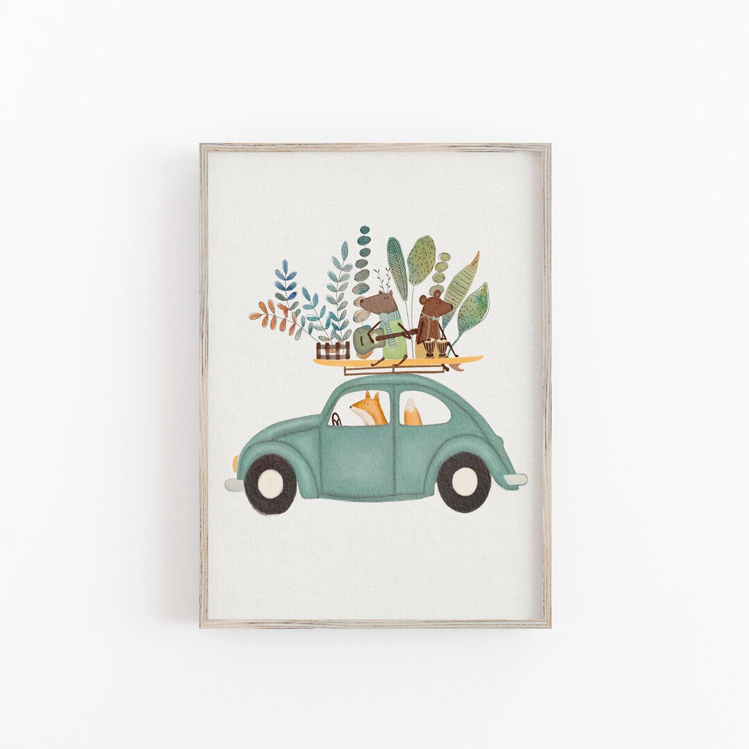 Whimsical Art for Kids Room, Watercolor Animal Print, Hand Painted Kids ...