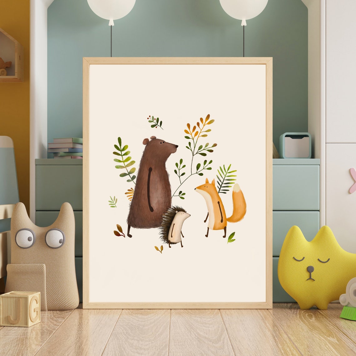 Children's Bear Poster, Scandi Nursery Art, Woodland Animal Prints for ...