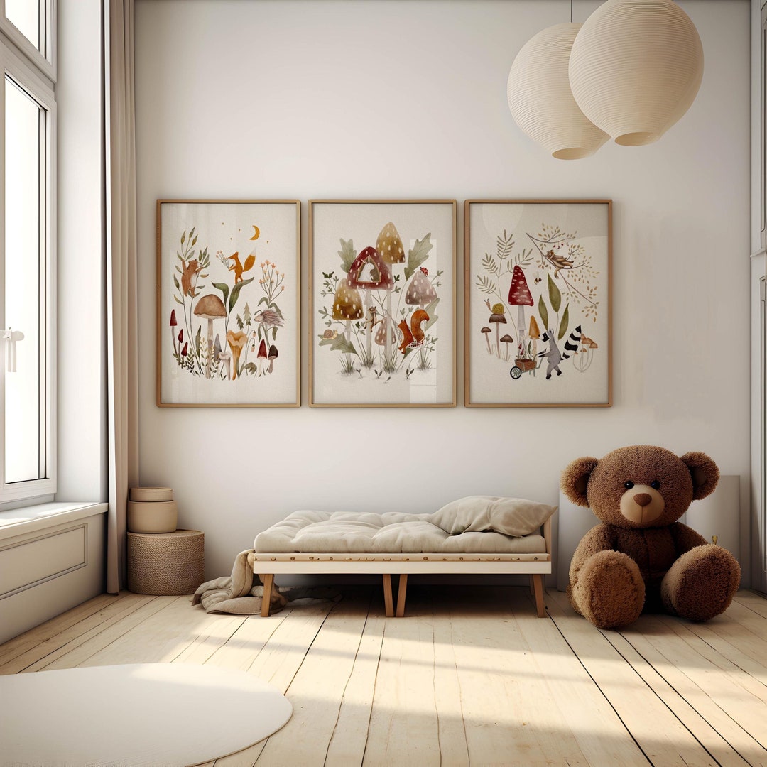 Adorable Set of 3 Nature-themed Art Prints for Children's Rooms ...