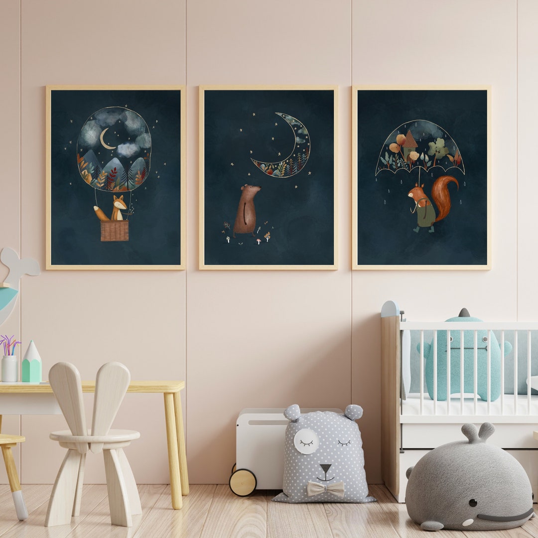 Set of Three Children's Animal Posters, Forest Nursery Wall Decor ...