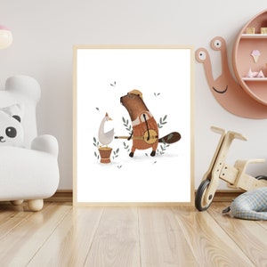Beaver Poster for Children, Fun Children's Wall Decor, Kids Goose Print ...