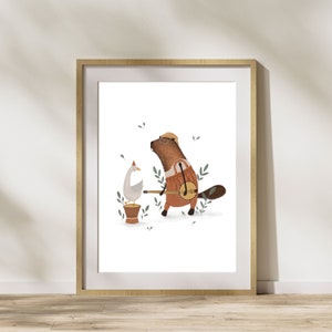 Beaver Poster for Children, Fun Children's Wall Decor, Kids Goose Print ...