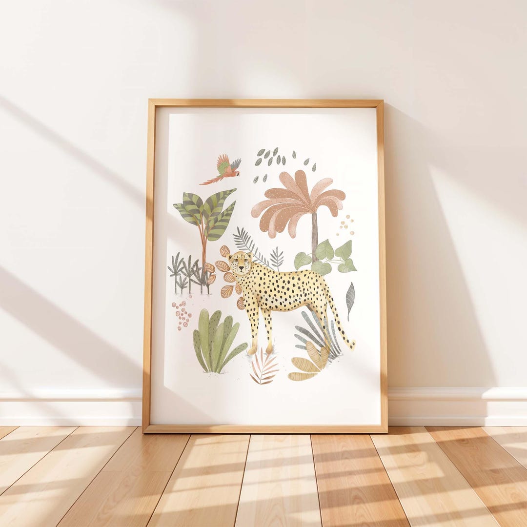 Safari Cheetah Wall Art | Animal Nursery Print | Gender Neutral Kids ...