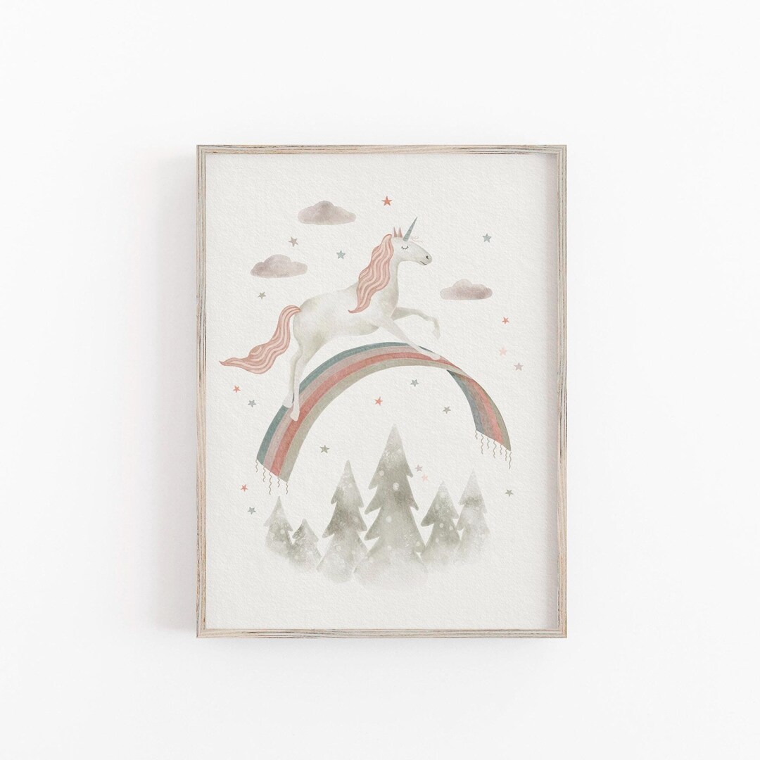 Unicorn Rainbow Art Print: Watercolor Fantasy Decor - Etsy