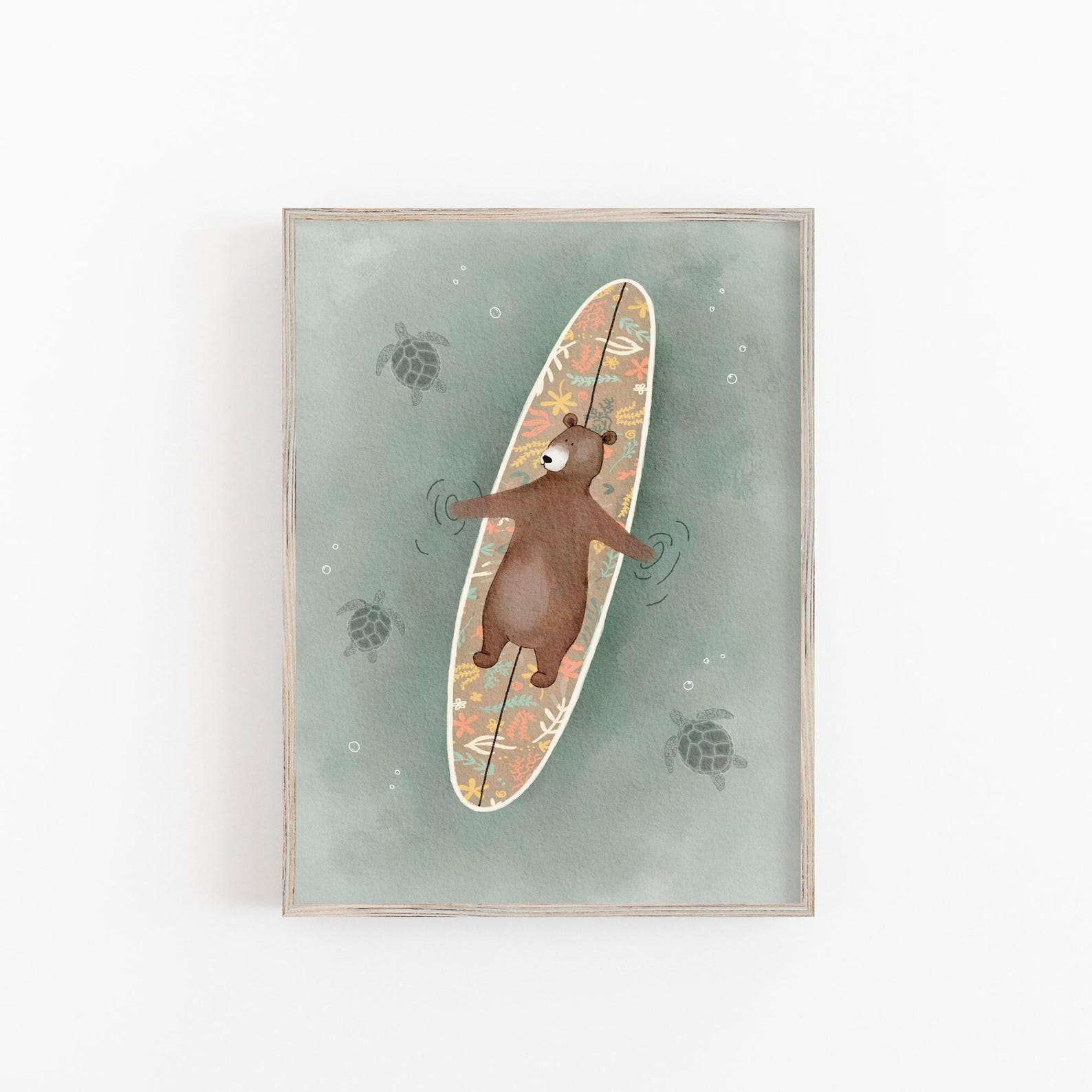 Surfing Animals Art Print, Surf Art Nursery, Children's Surfing Decor ...