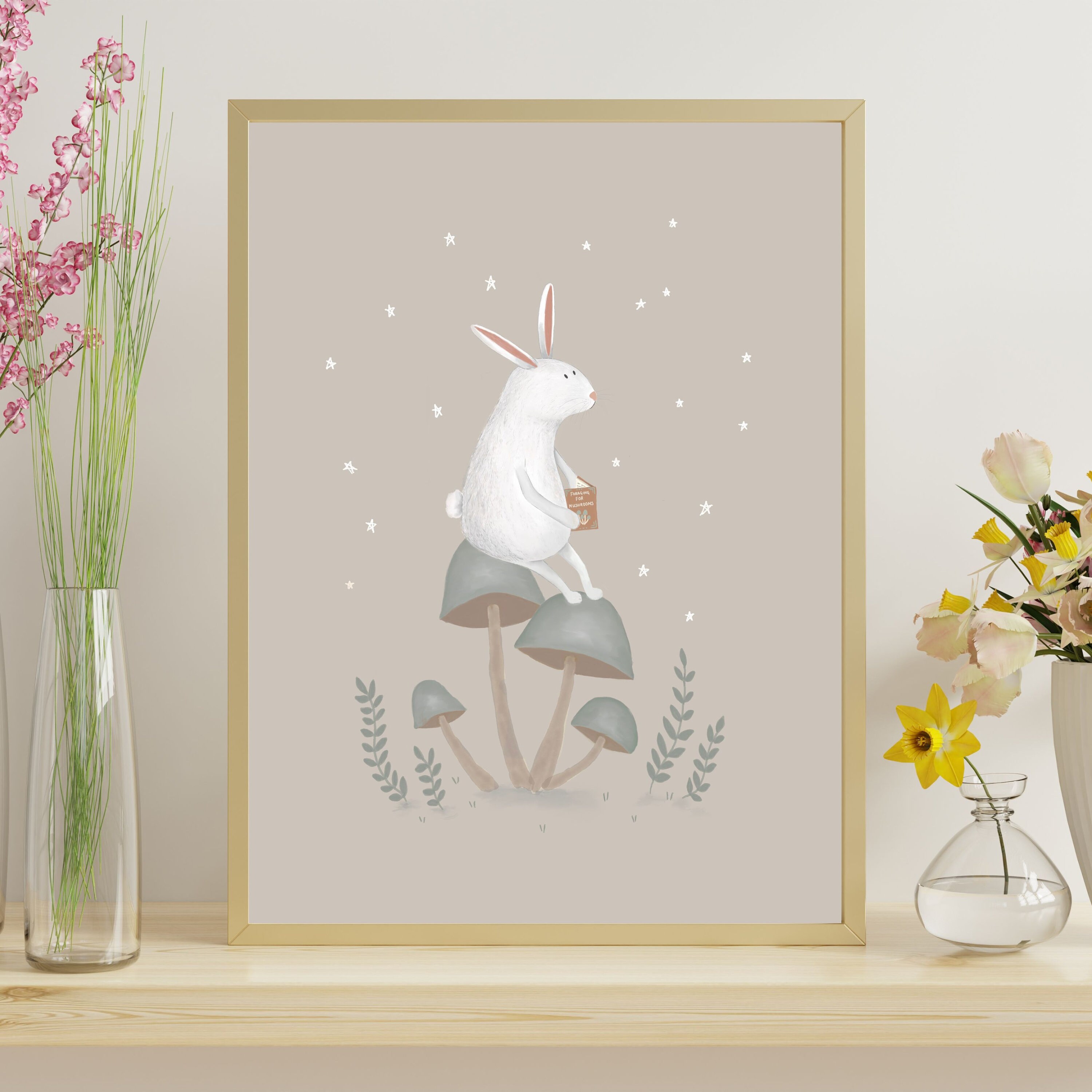 Set of Three Rabbit Art Prints, Nature Nursery Decor, Children's Bunny ...