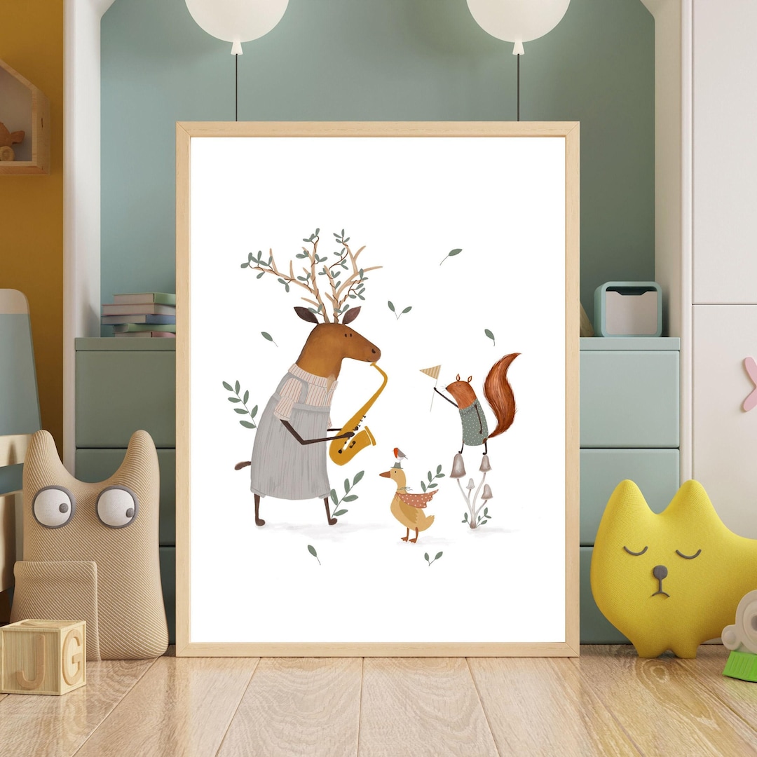 Folky Animal Print: Whimsical Nursery Wall Art - Etsy