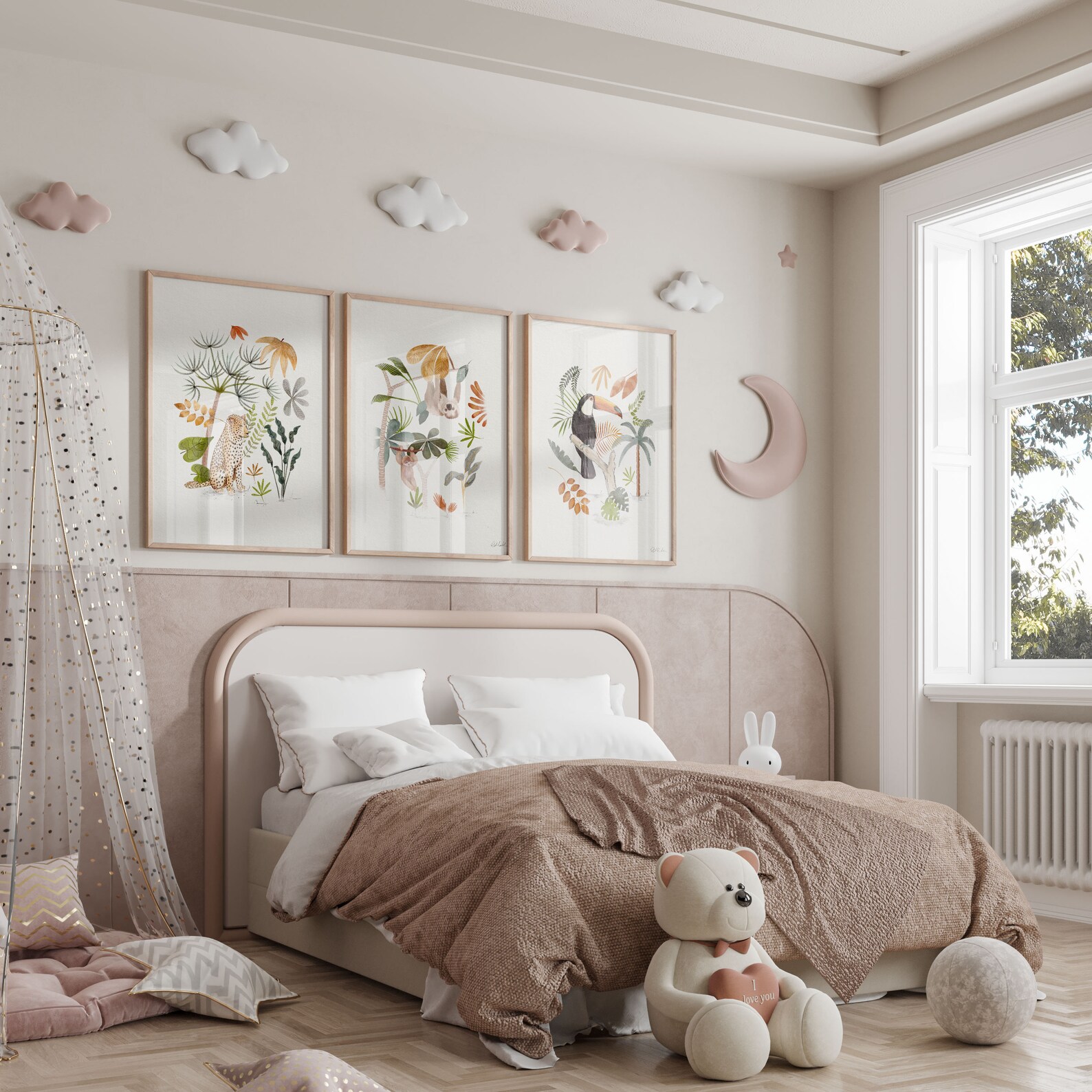 Jungle Animals Nursery Decor, Set of Three Amazon Rainforest Wall Art ...