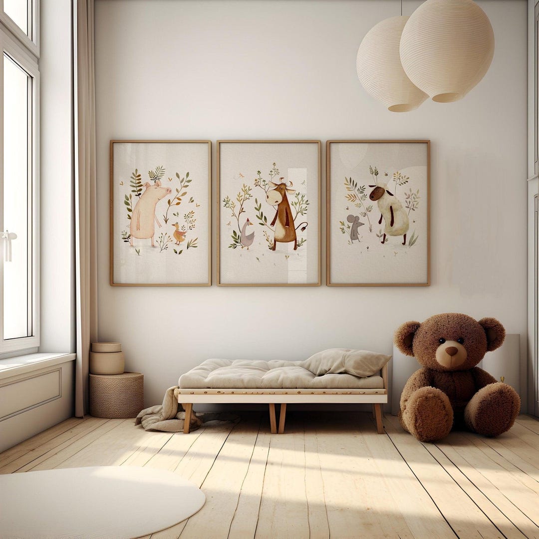 Barnyard Animals Nursery Prints, Farm Animal Wall Art Prints ...