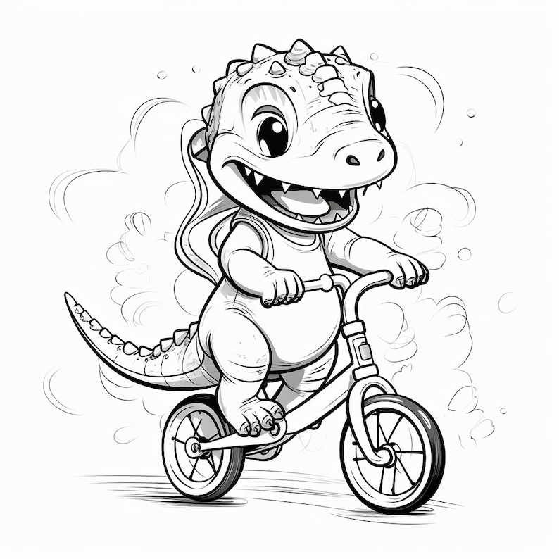 Dinobike Adventures: A Dinosaur Coloring Book for Kids, 50 Pages - Etsy