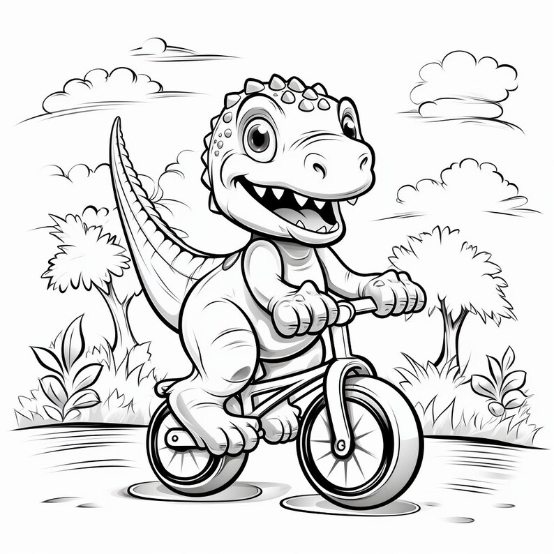 Dinobike Adventures: A Dinosaur Coloring Book for Kids, 50 Pages - Etsy