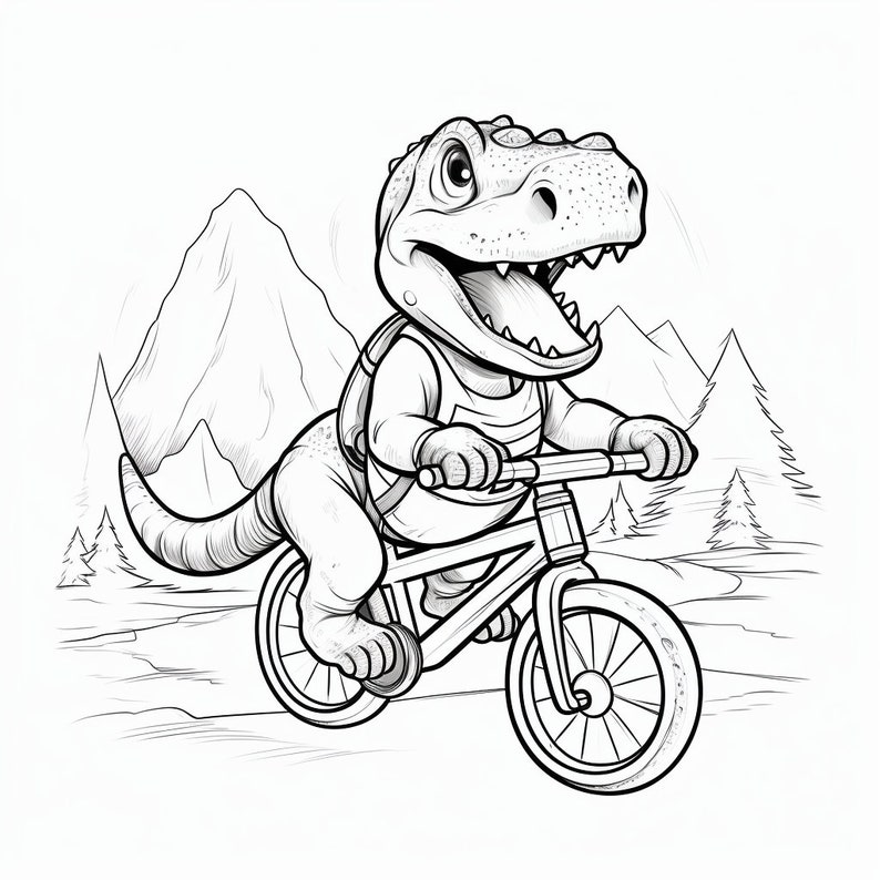 Dinobike Adventures: A Dinosaur Coloring Book for Kids, 50 Pages - Etsy