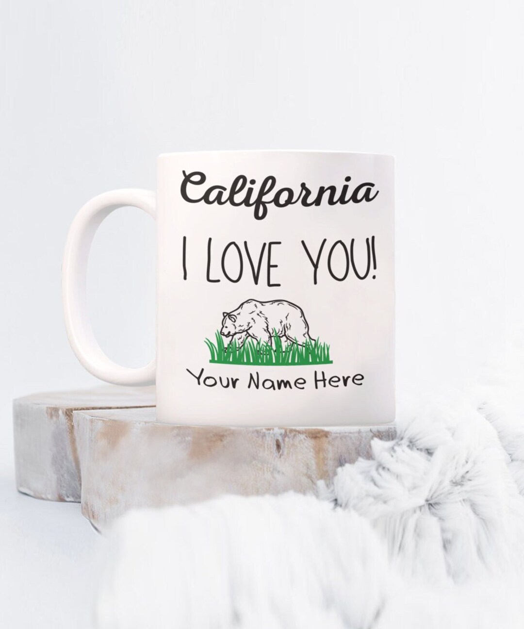 California Coffee Mug, Personalized, I Love California , Cute Large ...