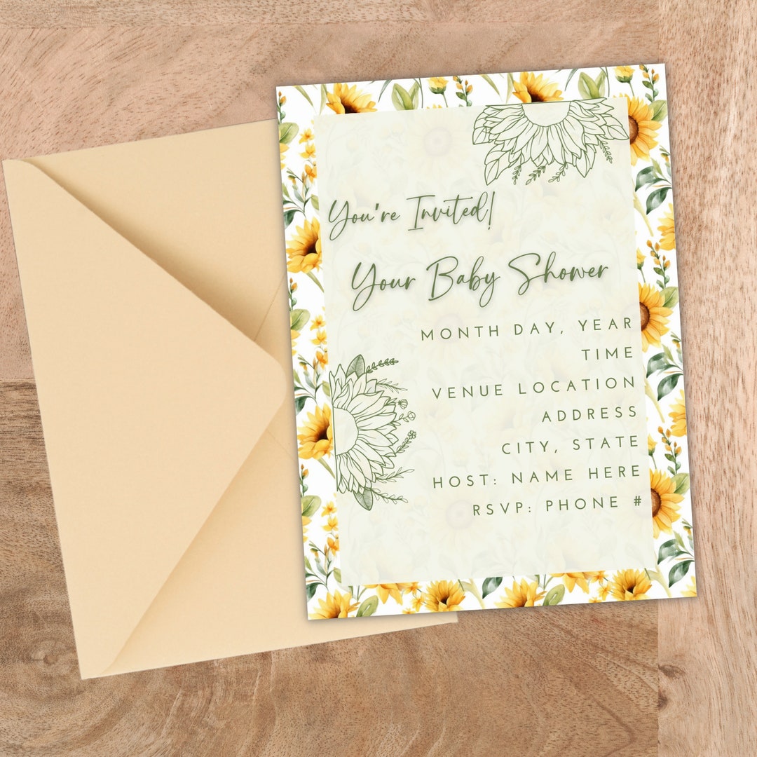 Sunflower Invitation Template Baby Shower Invite Bridal Shower ...