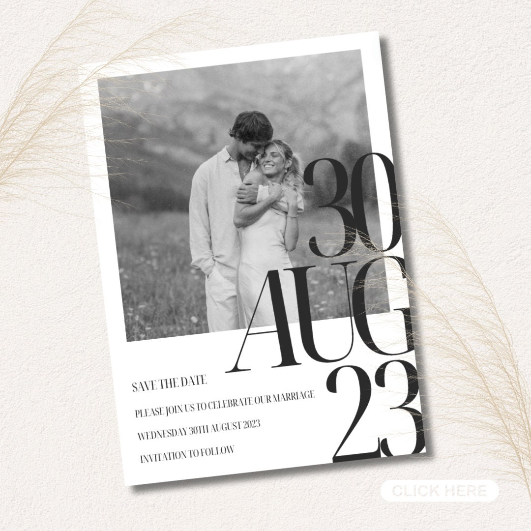 Vogue Wedding Save the Date, Modern Template, Minimalist, 100% Editable ...