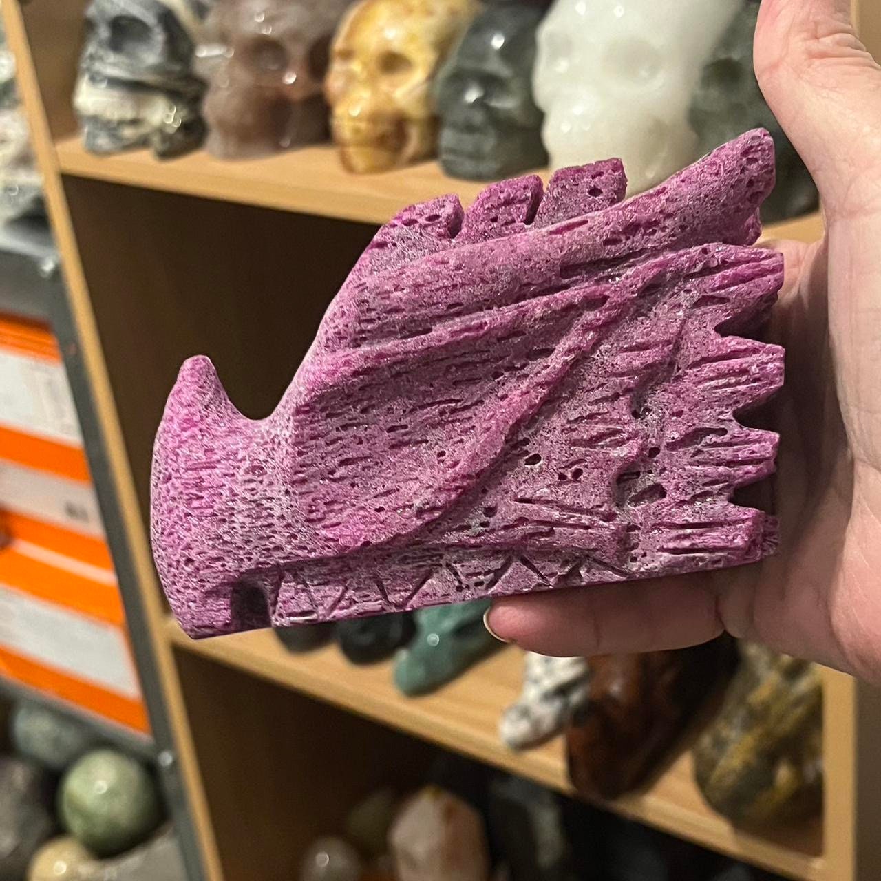 Honeycomb Ruby Large Crystal Dragon Head Rare Carving - Etsy